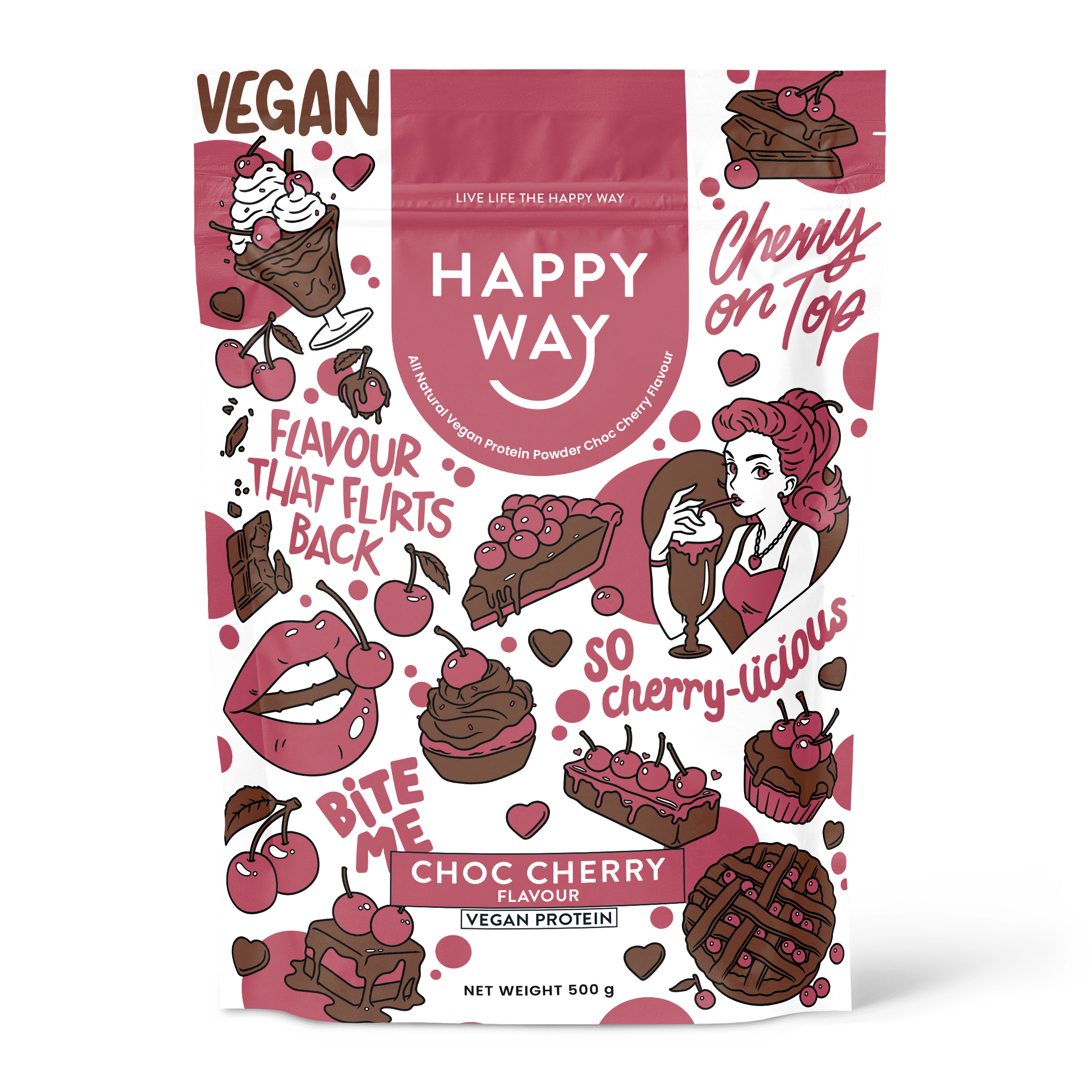 Choc Cherry Vegan Protein Powder 500g | Happy way