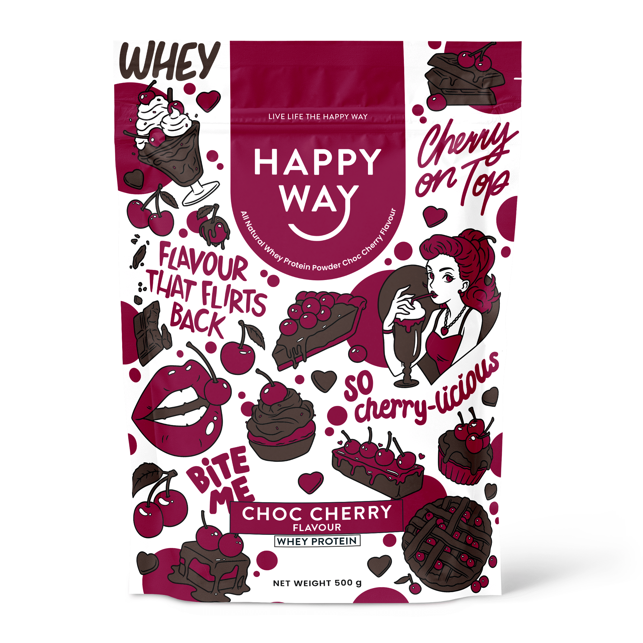 Choc Cherry Whey Protein Powder 500g | Happy way