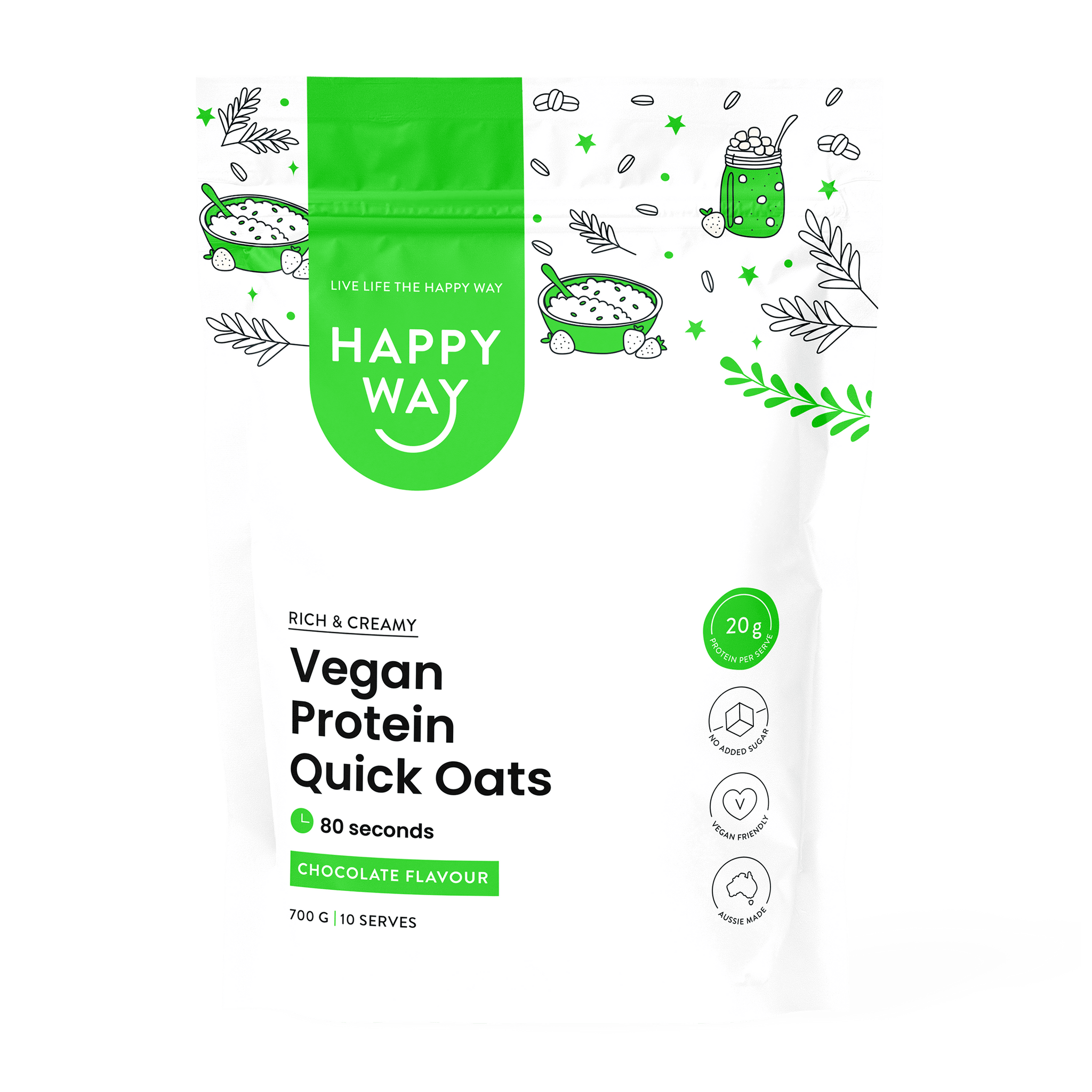 Happy Way Chocolate Vegan Protein Quick Oats (700g)