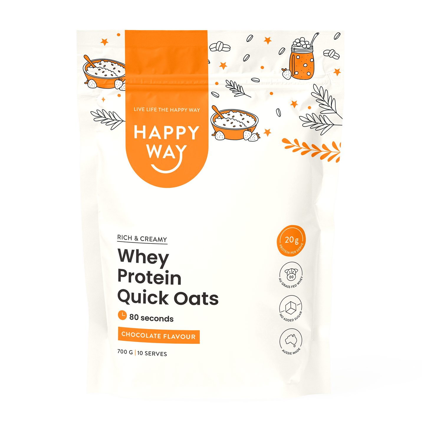 Happy Way Chocolate Whey Protein Quick Oats (700g)