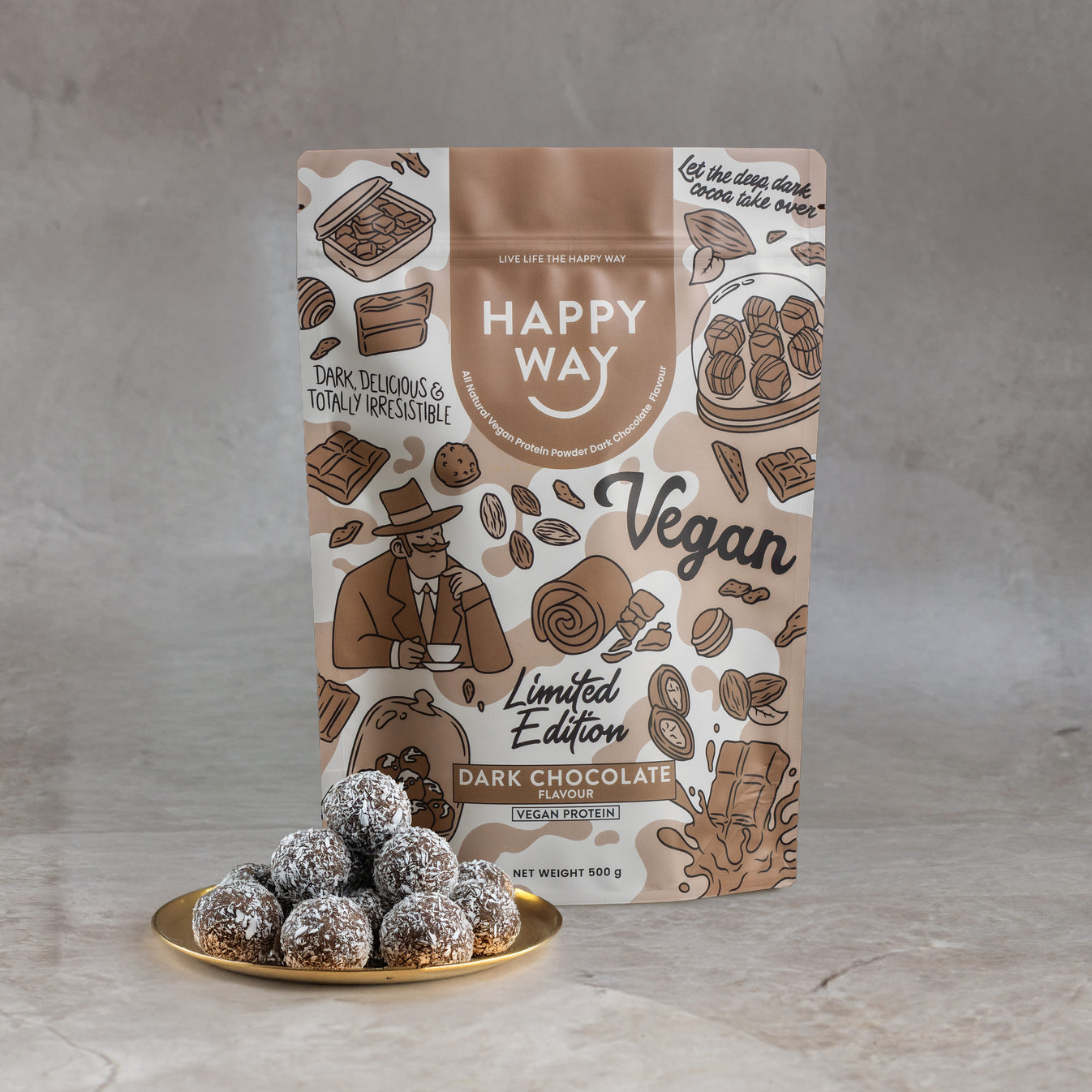Dark Choc Vegan Protein Powder 500g | Happy way