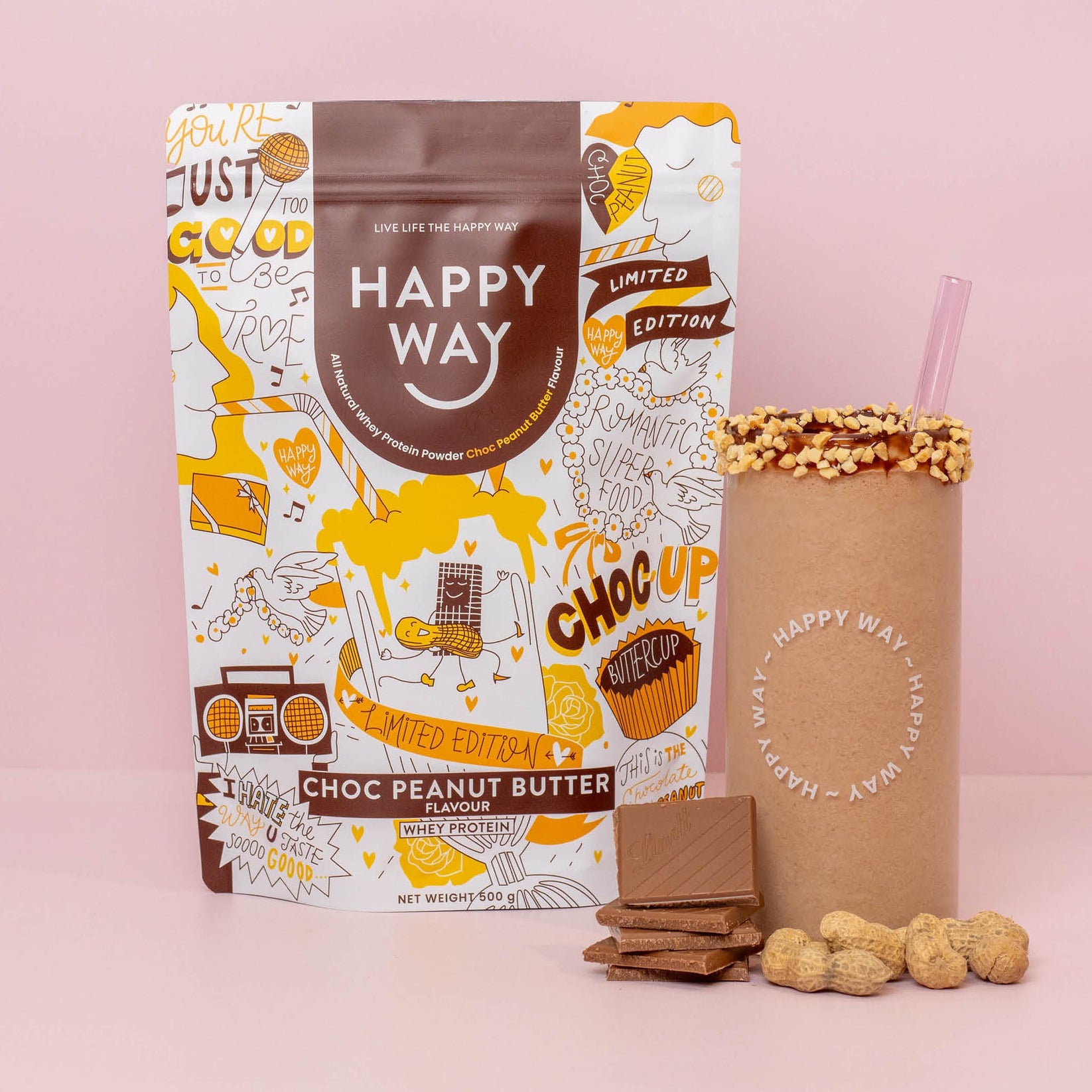 Choc Peanut Butter Whey Protein Powder 500g