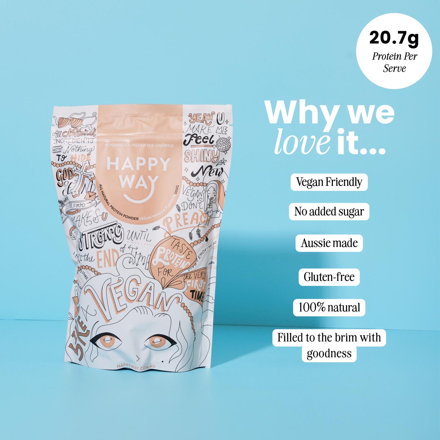 Best Plant Based Vegan Vanilla Protein Powder | Happy Way