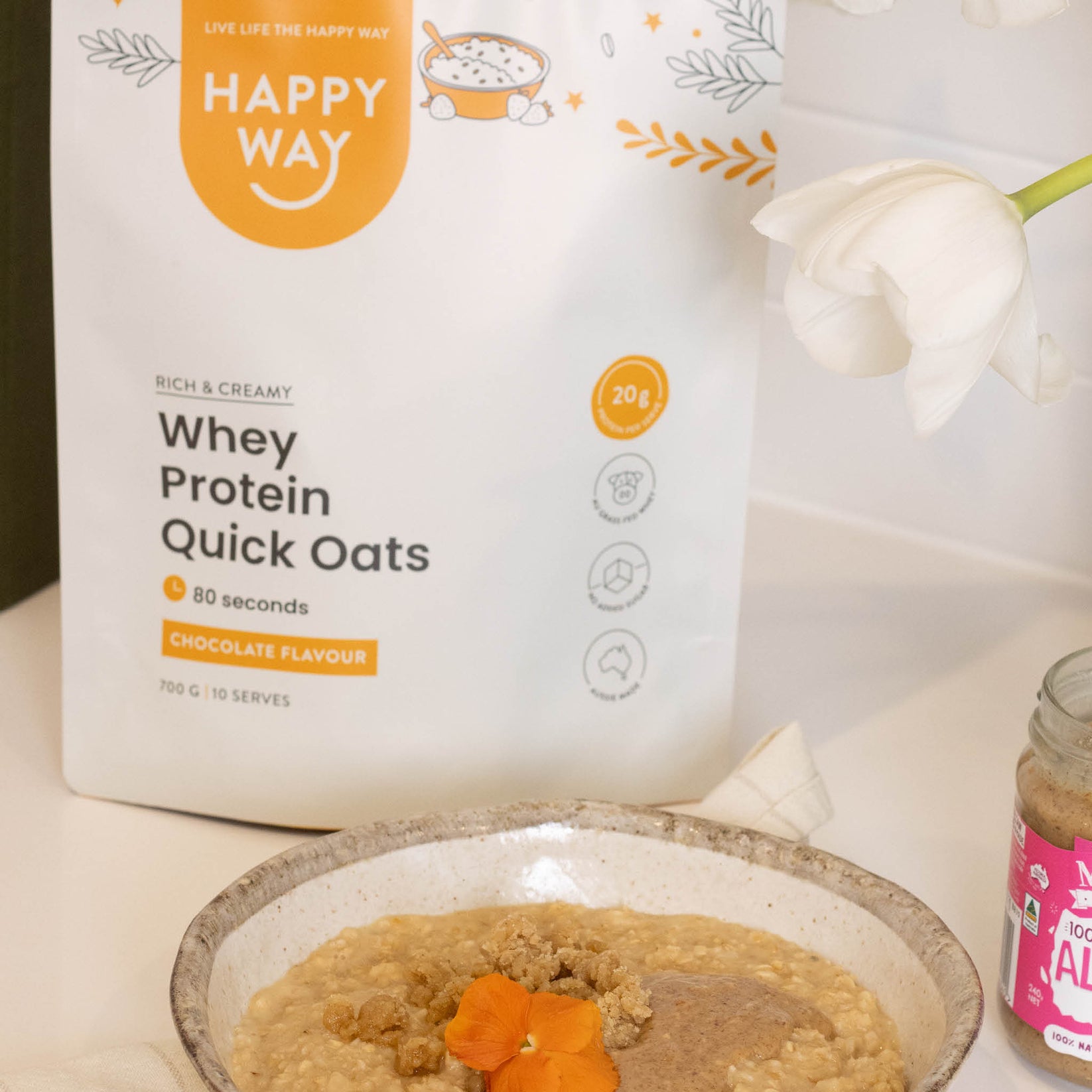 Happy Way Chocolate Whey Protein Quick Oats (700g)
