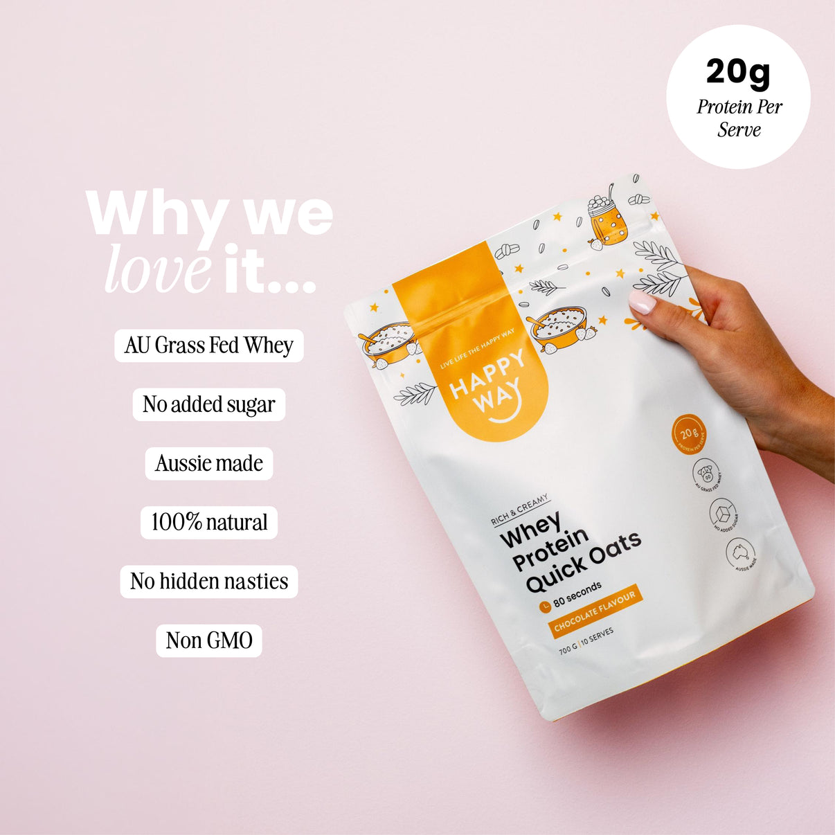 Happy Way Chocolate Whey Protein Quick Oats (700g)