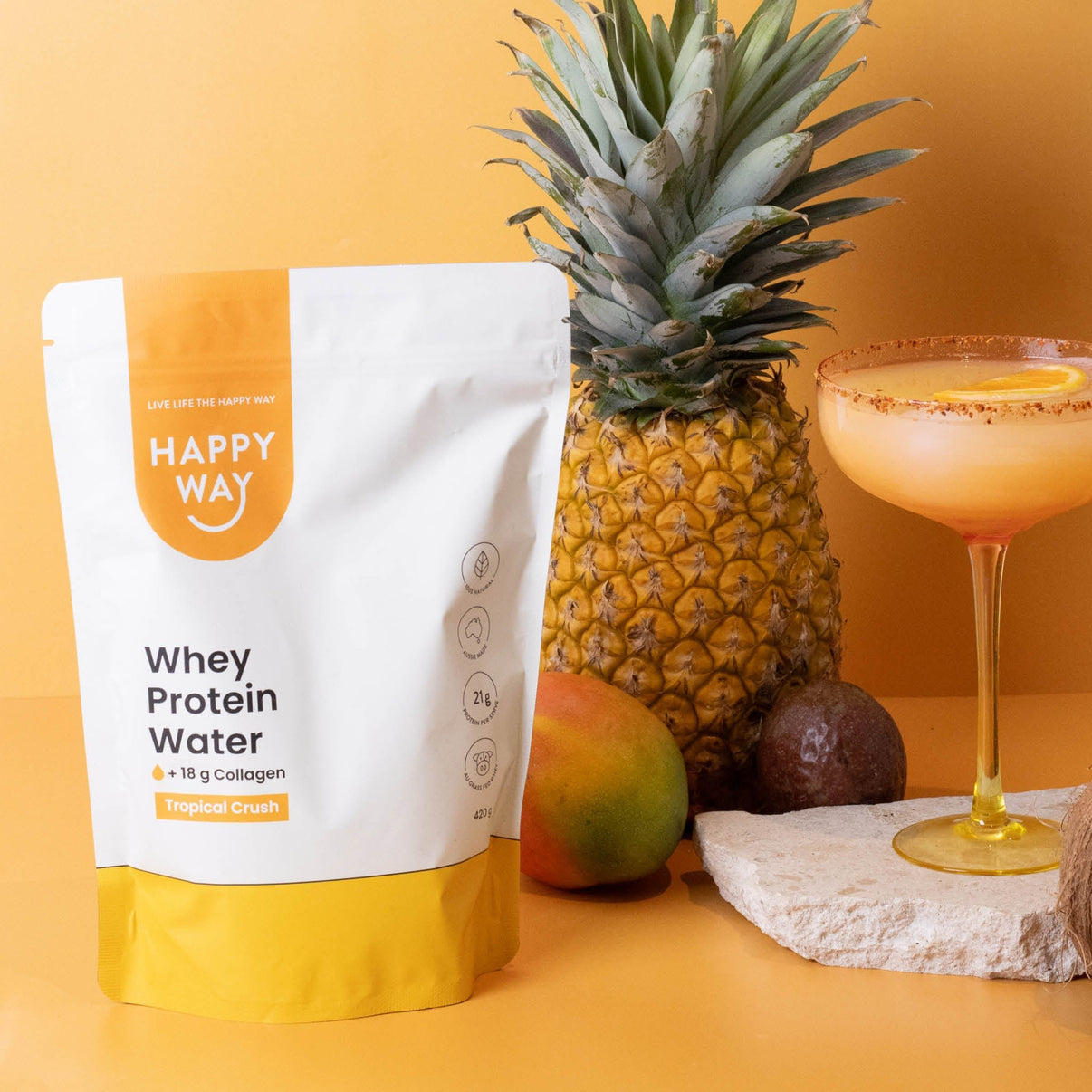 Tropical Crush Whey Protein Water Powder 420g | Happy Way