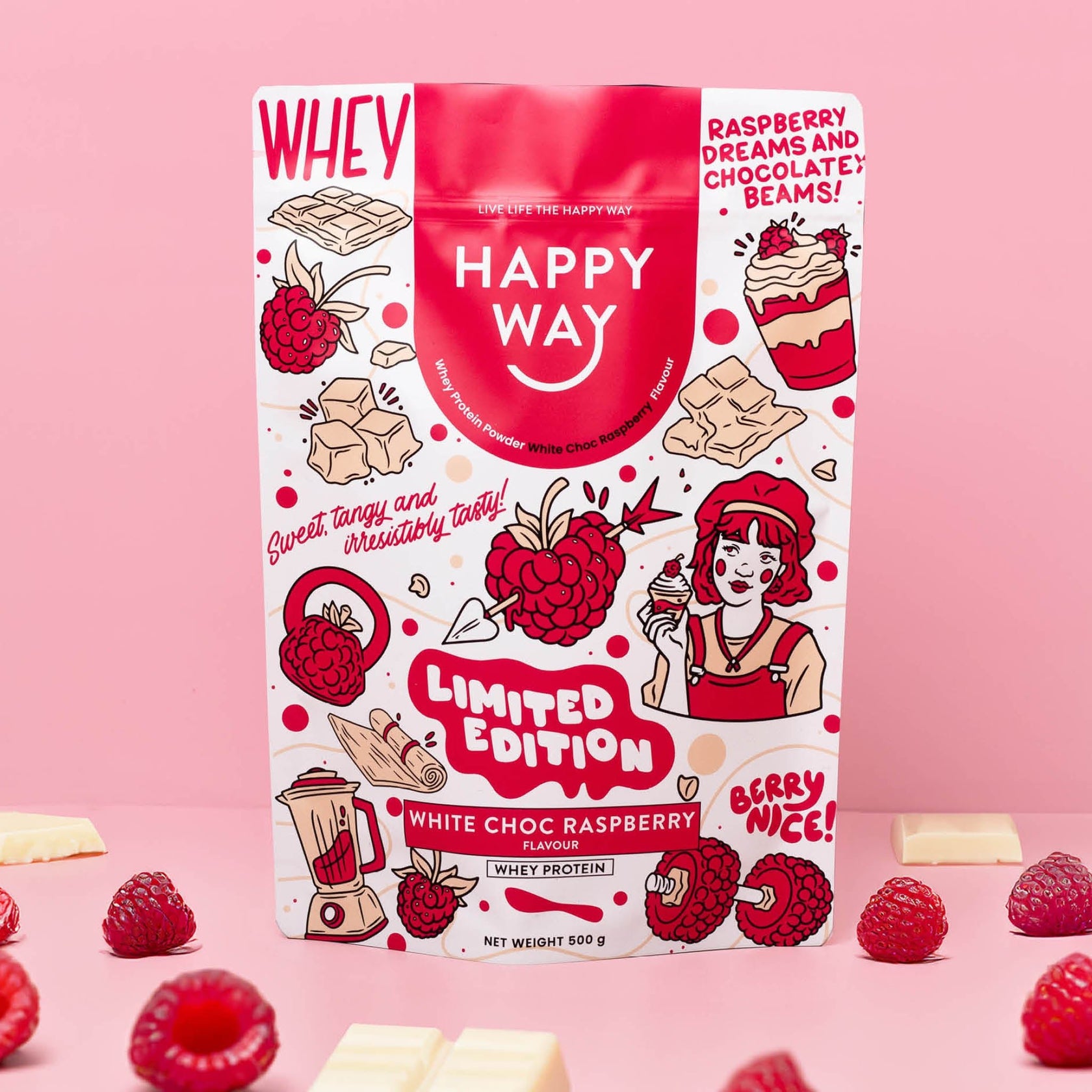 White Chocolate Whey Protein Powder 500g | Happy way