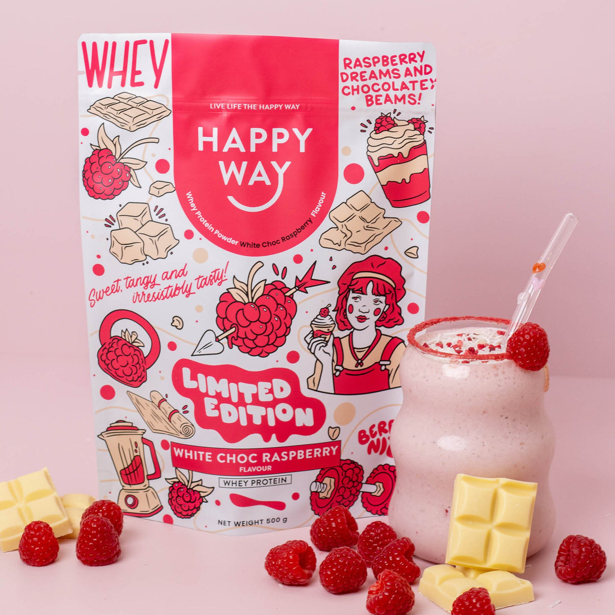 White Chocolate Whey Protein Powder 500g | Happy way