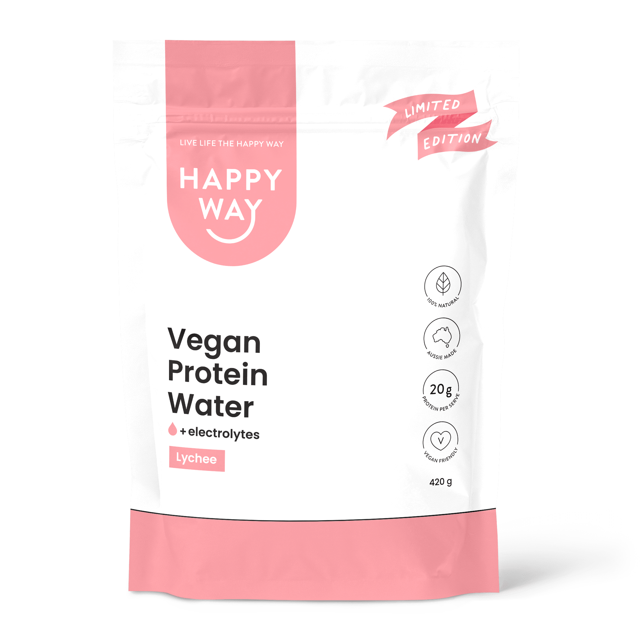 Lychee Vegan Protein Water Powder 420g | Happy Way