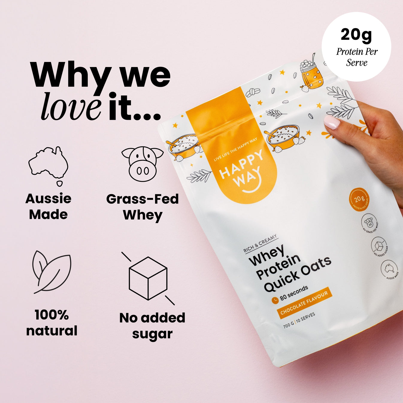 Happy Way Chocolate Whey Protein Quick Oats (700g)