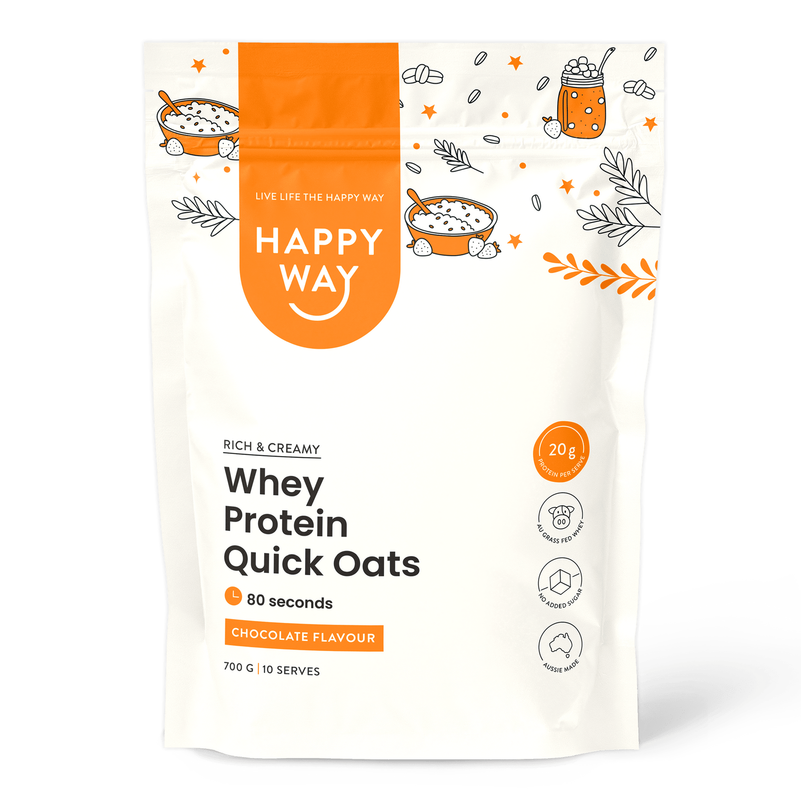 Happy Way Chocolate Whey Protein Quick Oats (700g)