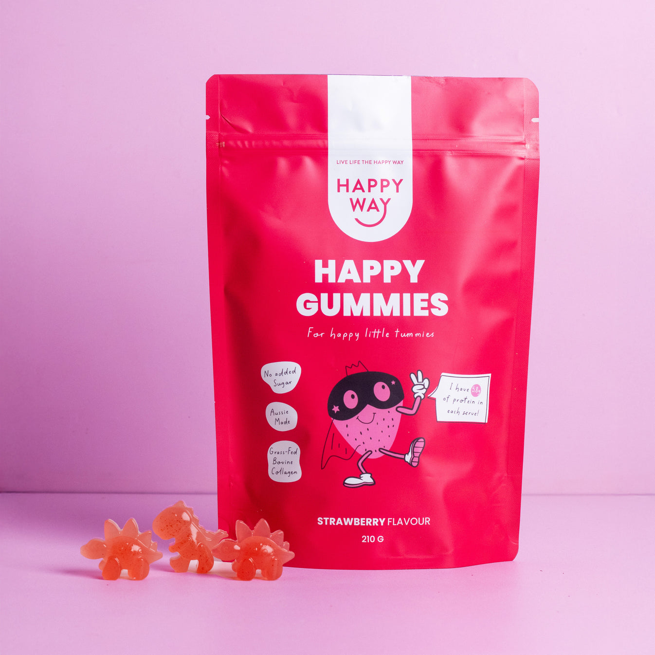 Strawberry Flavour Happy Gummies Mix 210g | Happy Way