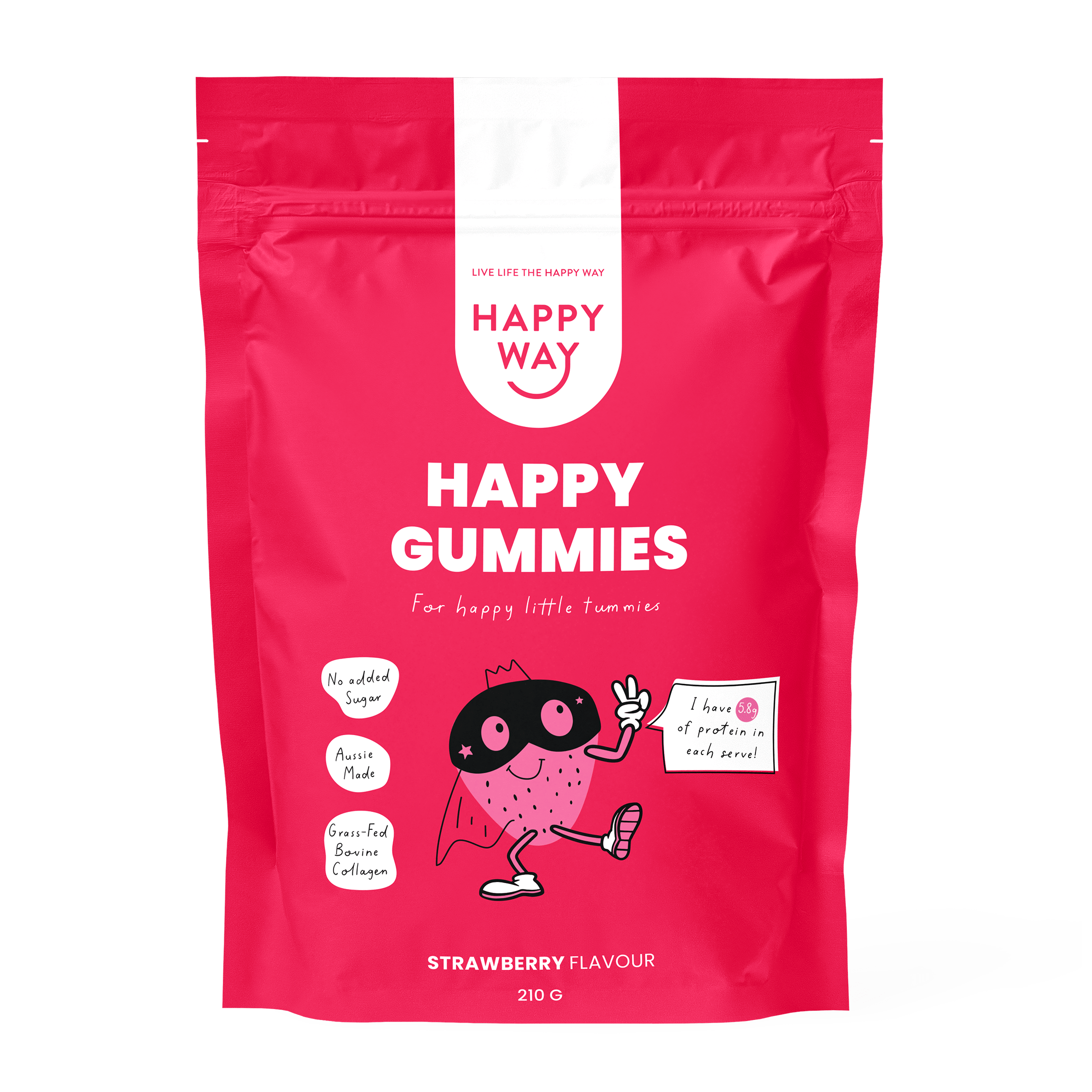 Strawberry Flavour Happy Gummies Mix 210g | Happy Way