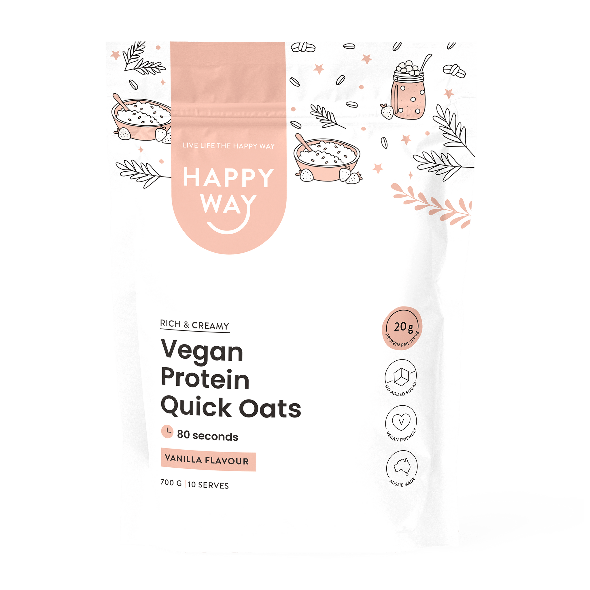 Happy Way Vanilla Vegan Protein Quick Oats (700g)