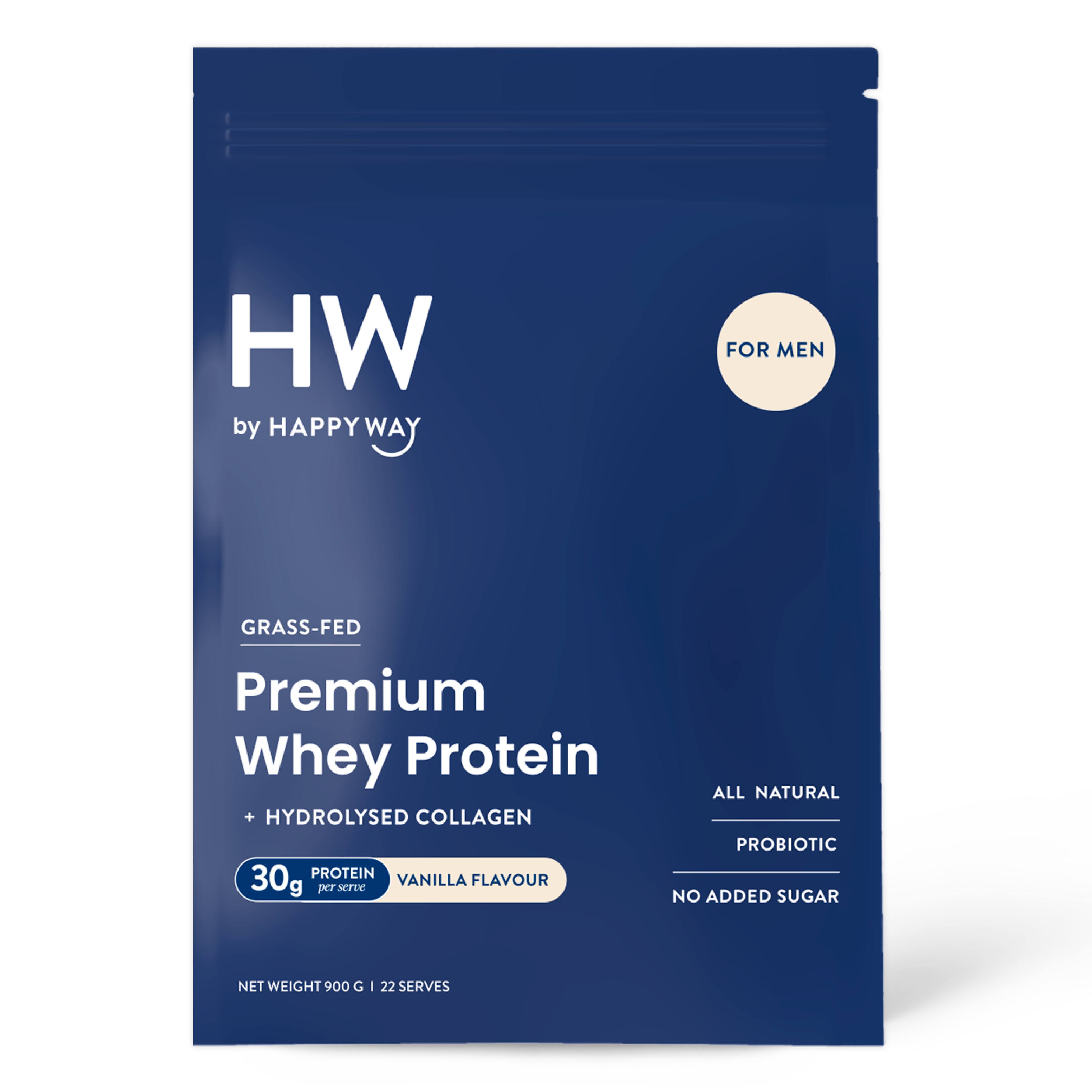 Men's Vanilla Whey Protein Powder 900g | Happy way