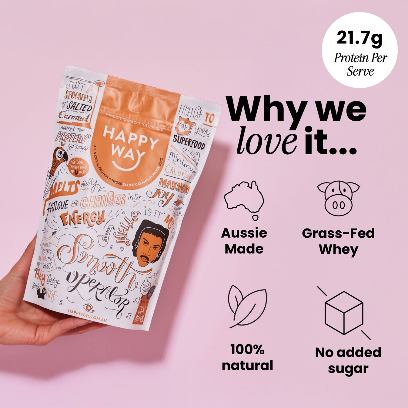 Salted Caramel Protein Powder 500g | Happy Way