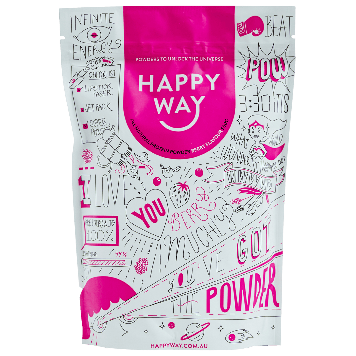 Berry Much Whey Protein & Acai Berry Powder 500g | Happy Way